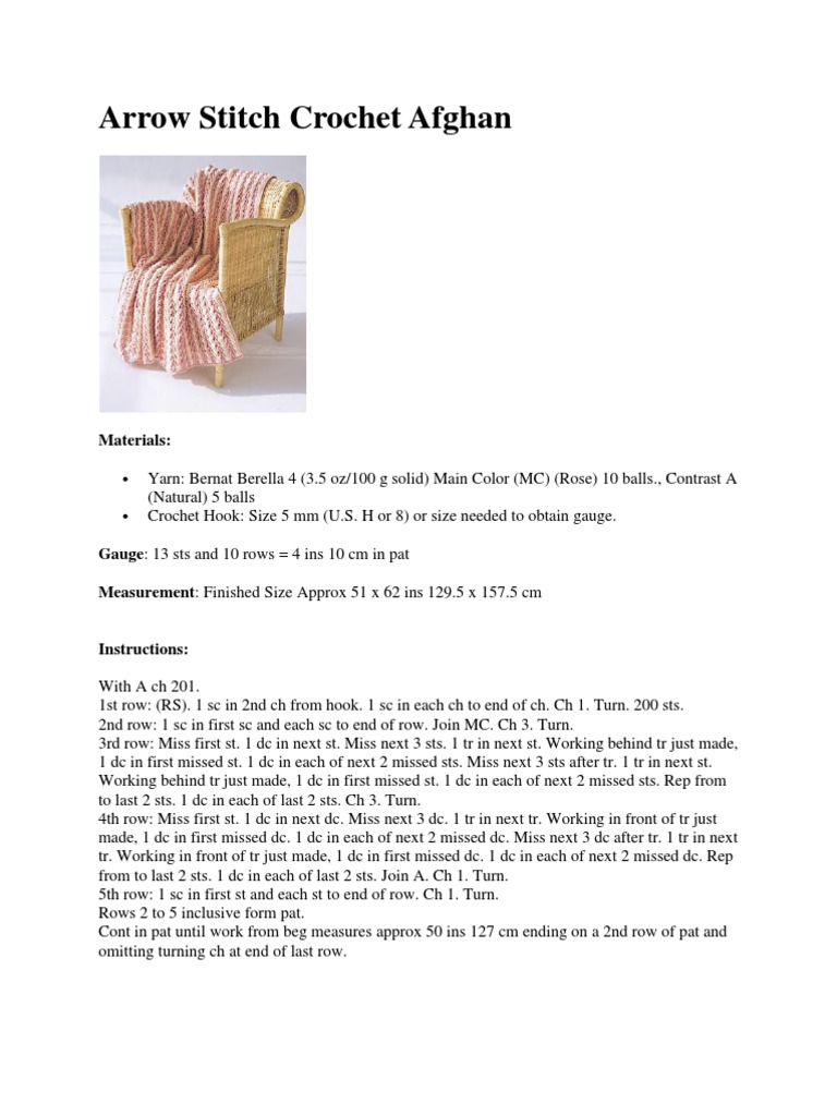 Arrow Stitch Crochet Afghan | PDF | Crochet | Works Of Art