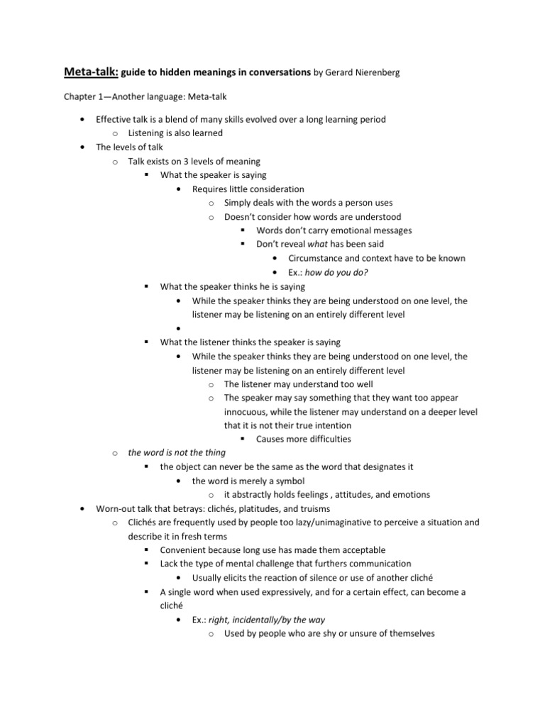 META TALK Gerard Nierenberg | PDF | Rhetoric | Unconscious Mind