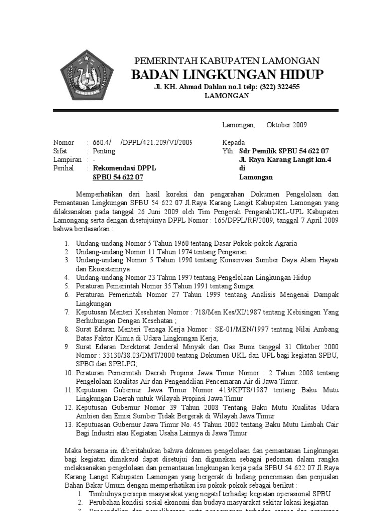 Draft UKL UPL Lamongan | PDF