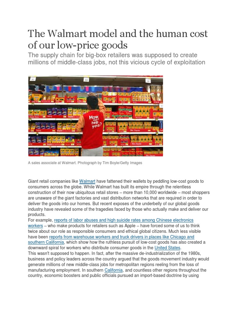 The Walmart Model and The Human Cost of Our Low-Price Goods | PDF ...