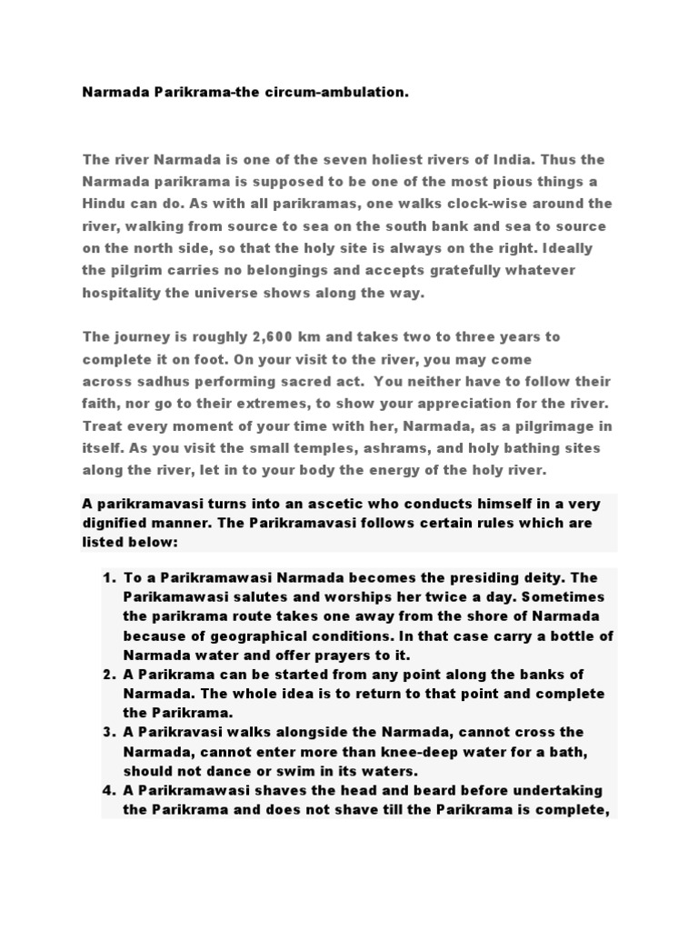 Narmada Parikrama | PDF | Pilgrimage | Spirituality