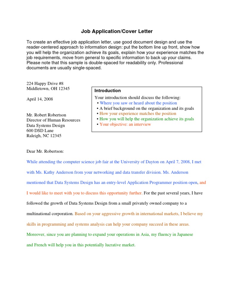 Great Job Application Letter Format Pdf Databases Résumé