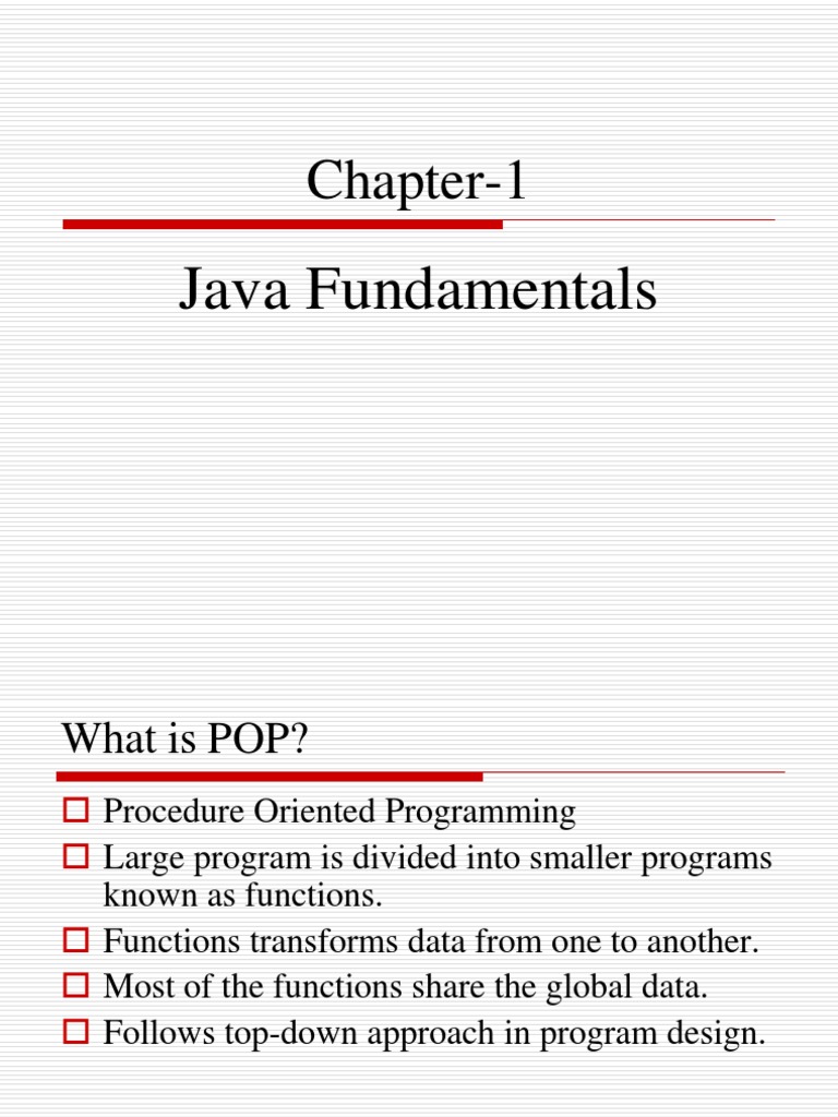 Chapter 1 Fundamentals of JAVA | PDF | Java (Programming Language ...