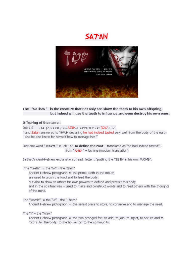 Understanding Satan In Ancient Hebrew Pdf