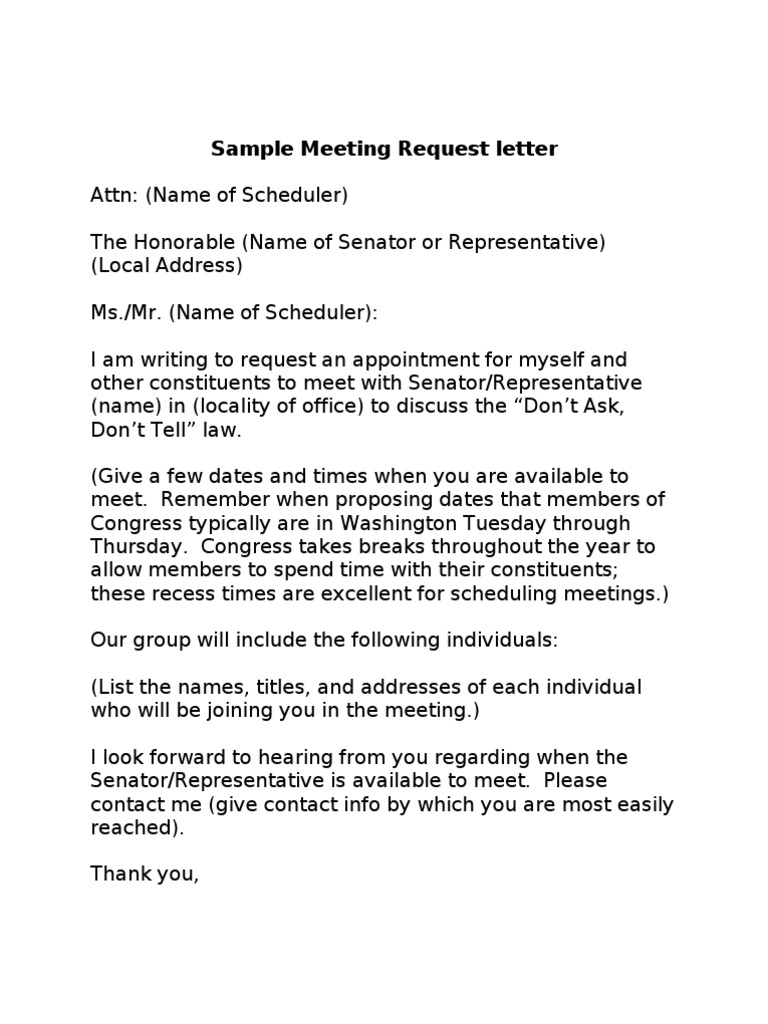 Meeting Request Letter | PDF | United States House Of Representatives ...