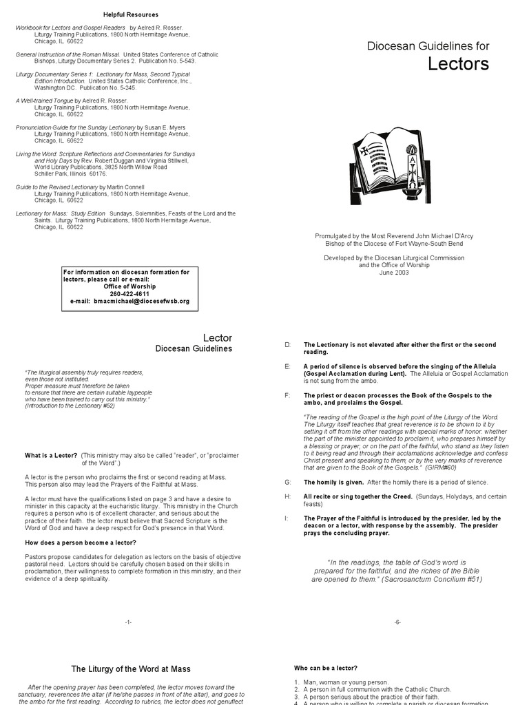 Lector | PDF | Lectionary | Mass (Liturgy)
