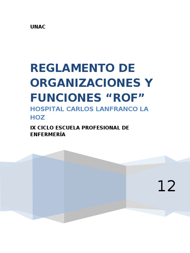 Reglamento de Organizacion y Funciones-2012 | PDF | Hospital | Planificación