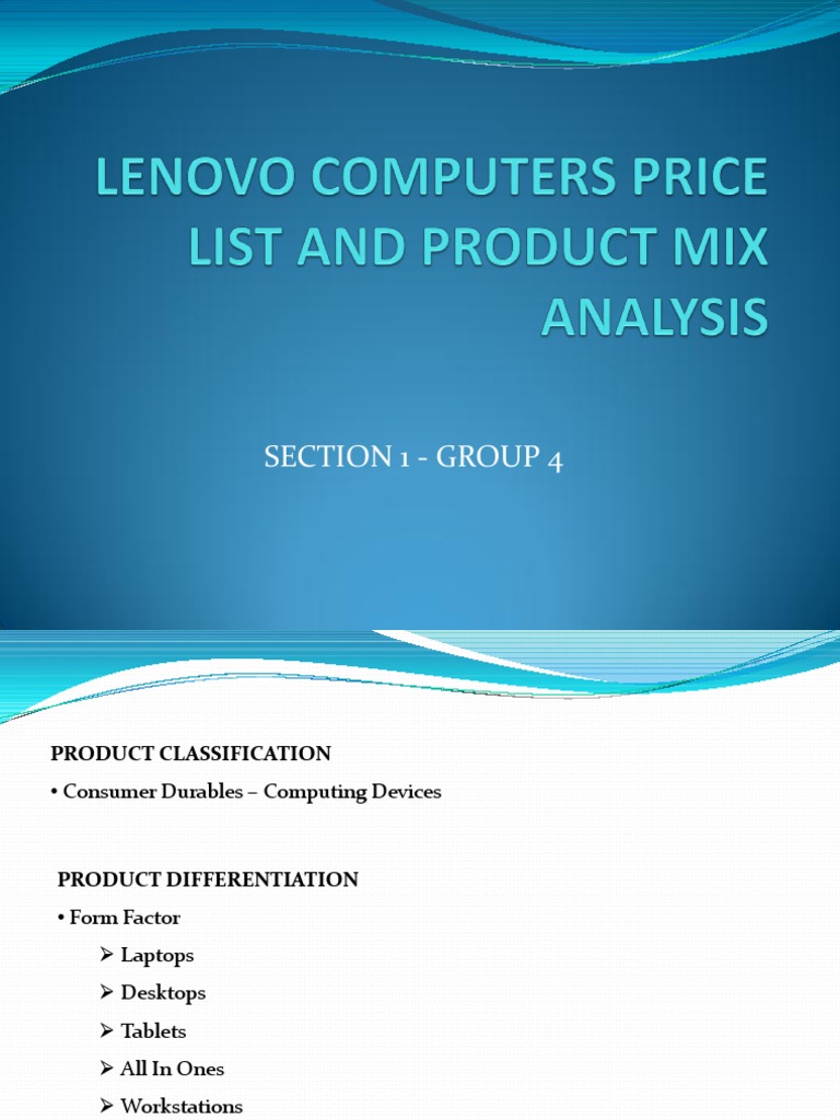 Lenovo Computers Price List and Product Mix Analysis | PDF