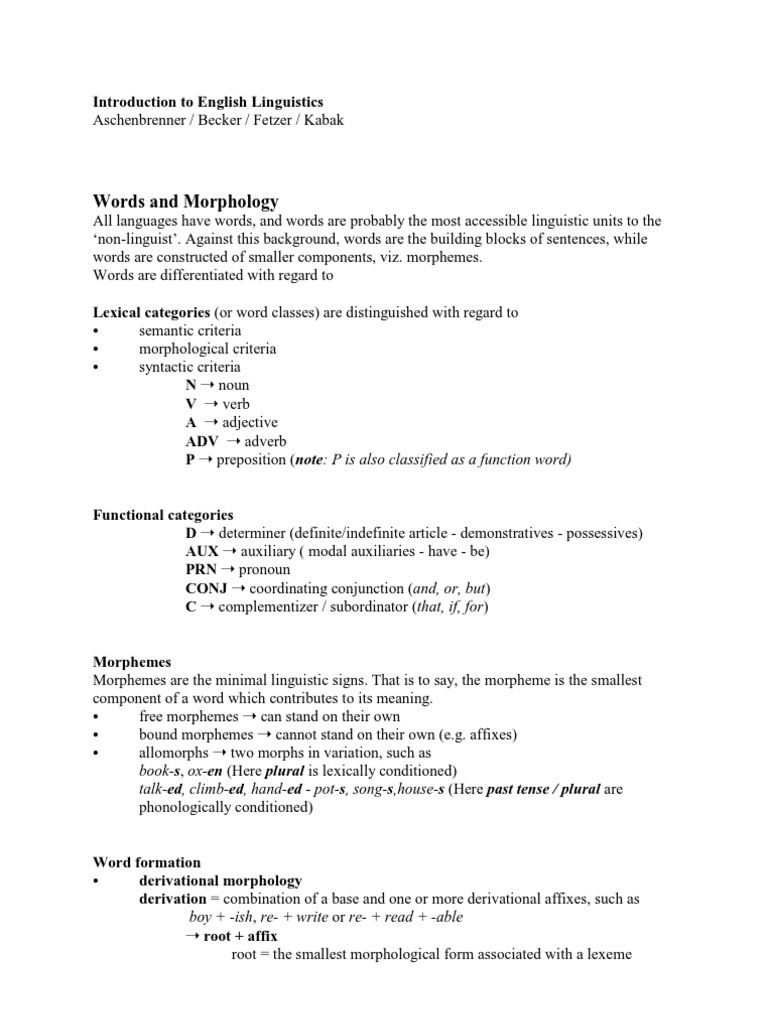 4 Words and Morphology | PDF | Foreign Language Studies