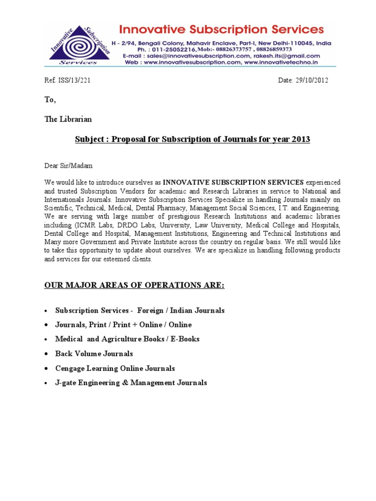 Subject: Proposal For Subscription of Journals For Year 2013 | PDF ...