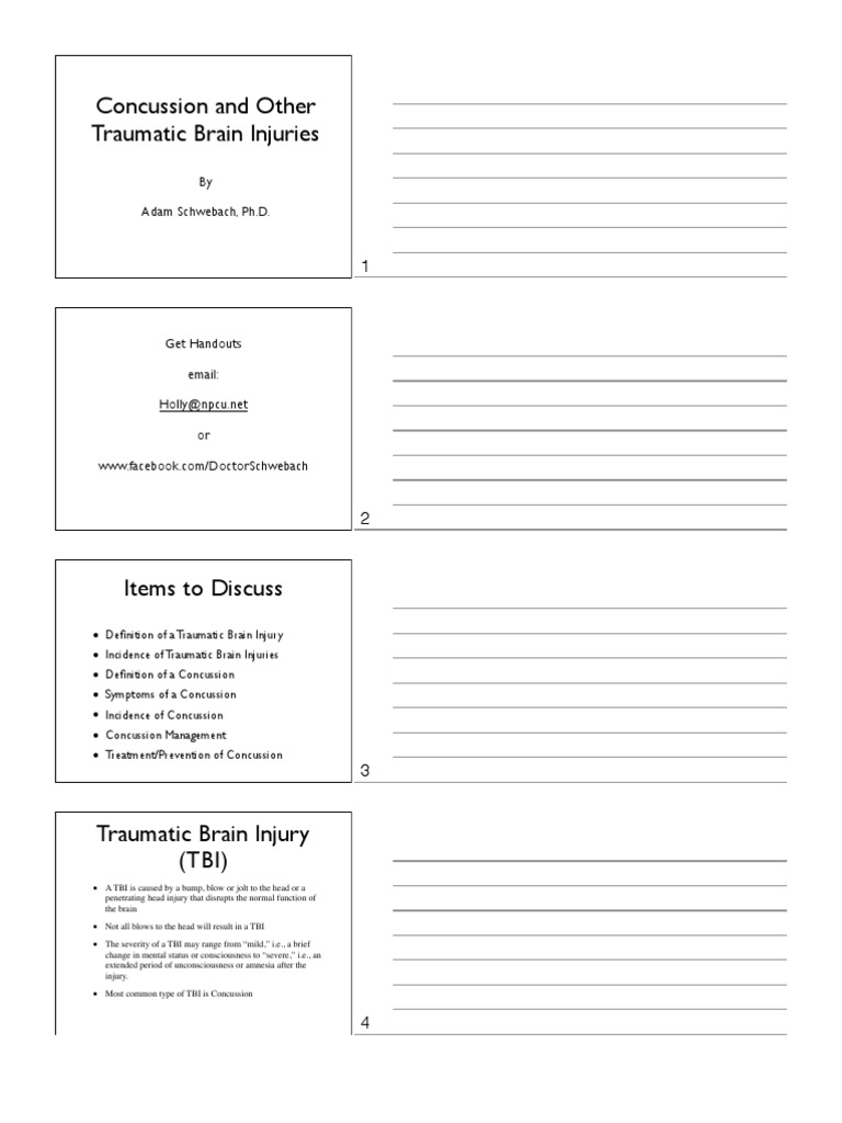 Concussion Handout | Concussion | Traumatic Brain Injury