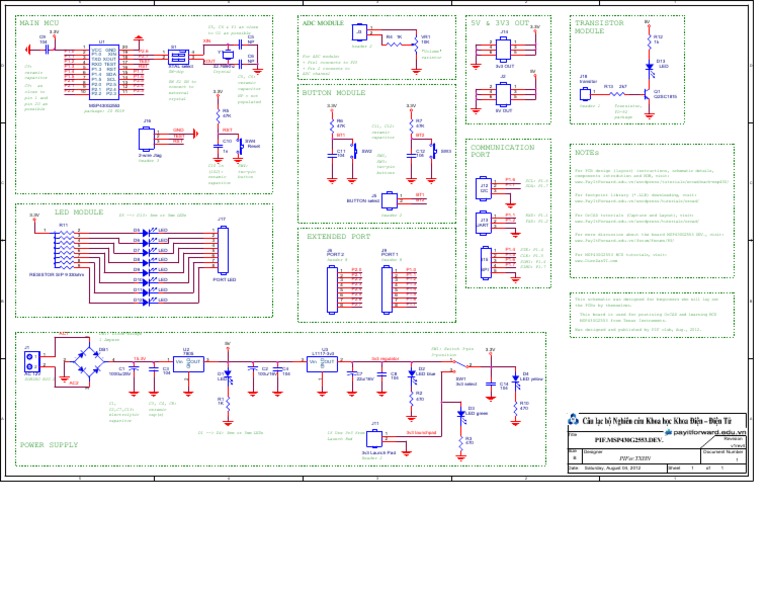 Schematic MSP430G2553 DEV V1rev 4 | PDF | Electronic Design | Design