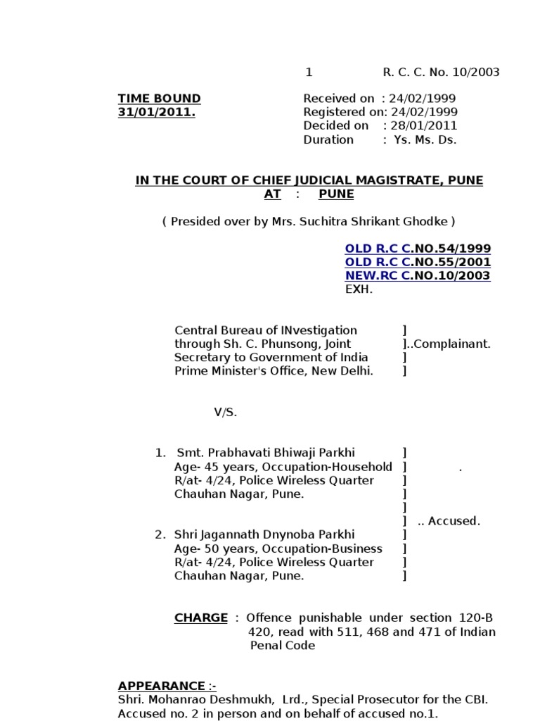 Prime Minister Signature Forgery Case Pune Court Judgement | PDF ...