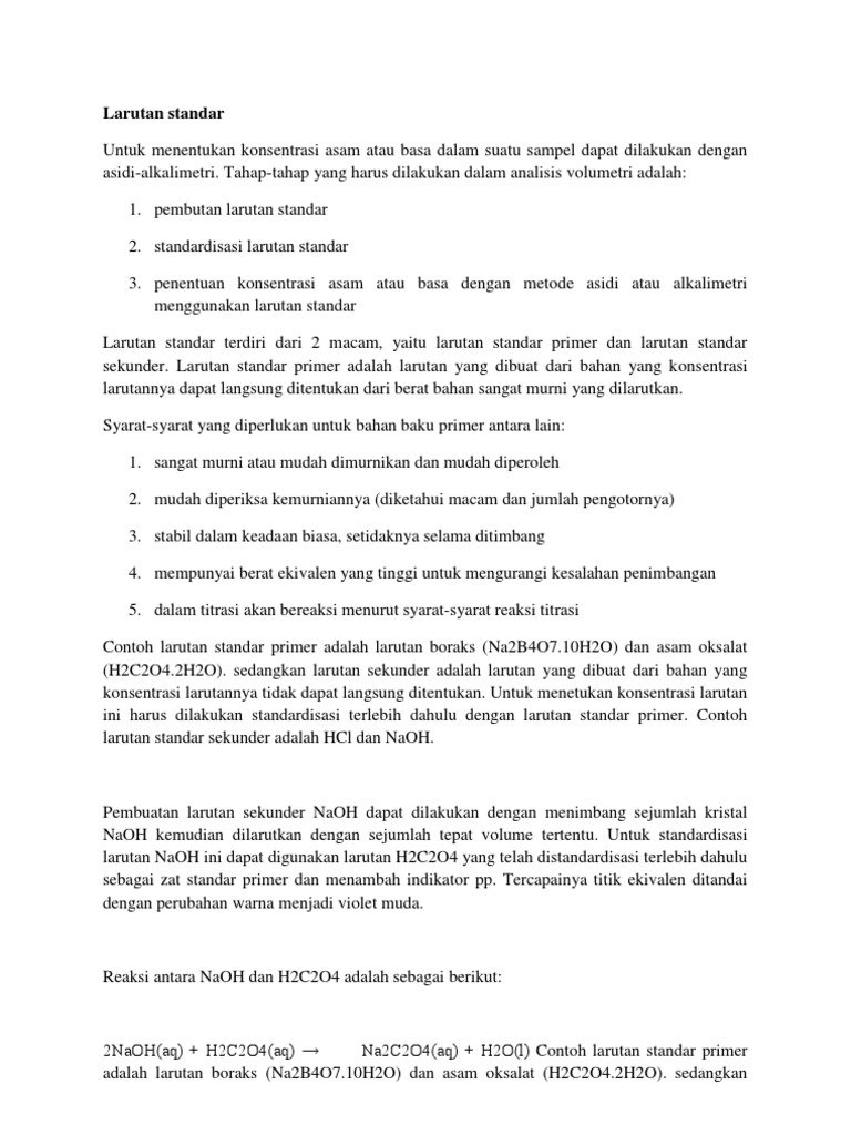 STANDARISASI LARUTAN | PDF