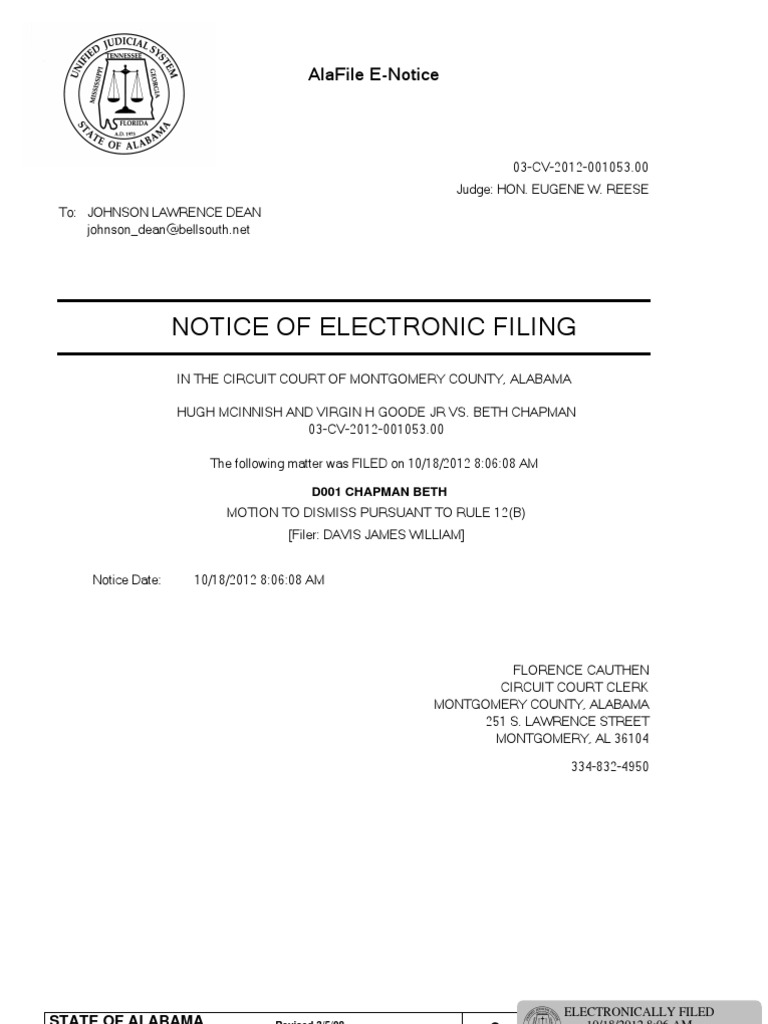 Alabama Motion To Dismiss | PDF | Virginia Circuit Court | Summary Judgment