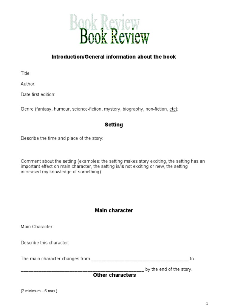 Book Review Template | PDF