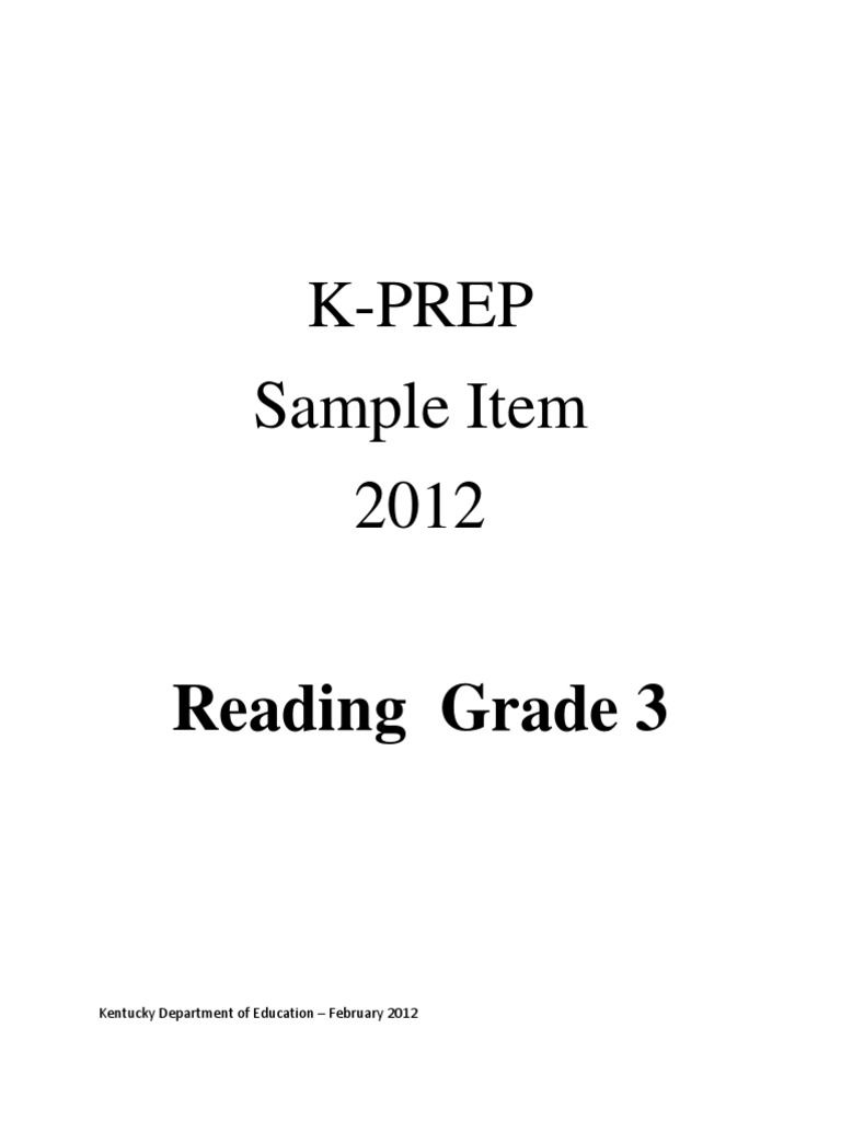 K-PREP Grade 3 Reading Sample 2012 | PDF | Leisure