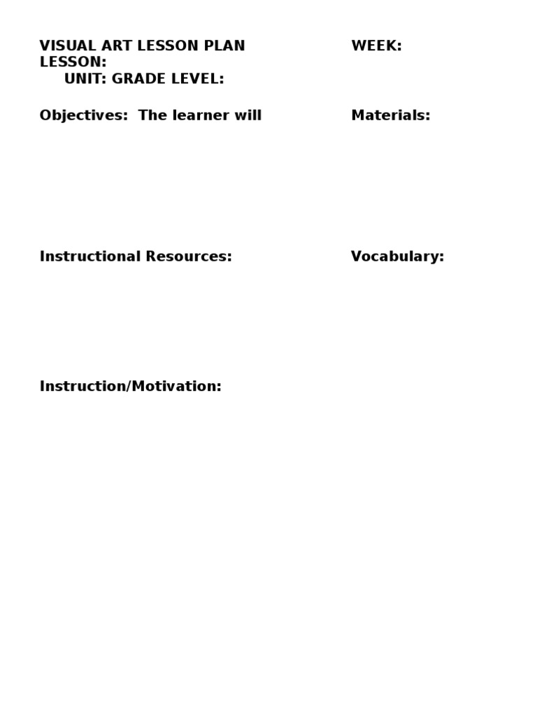 Visual Art Lesson Plan Lesson | PDF