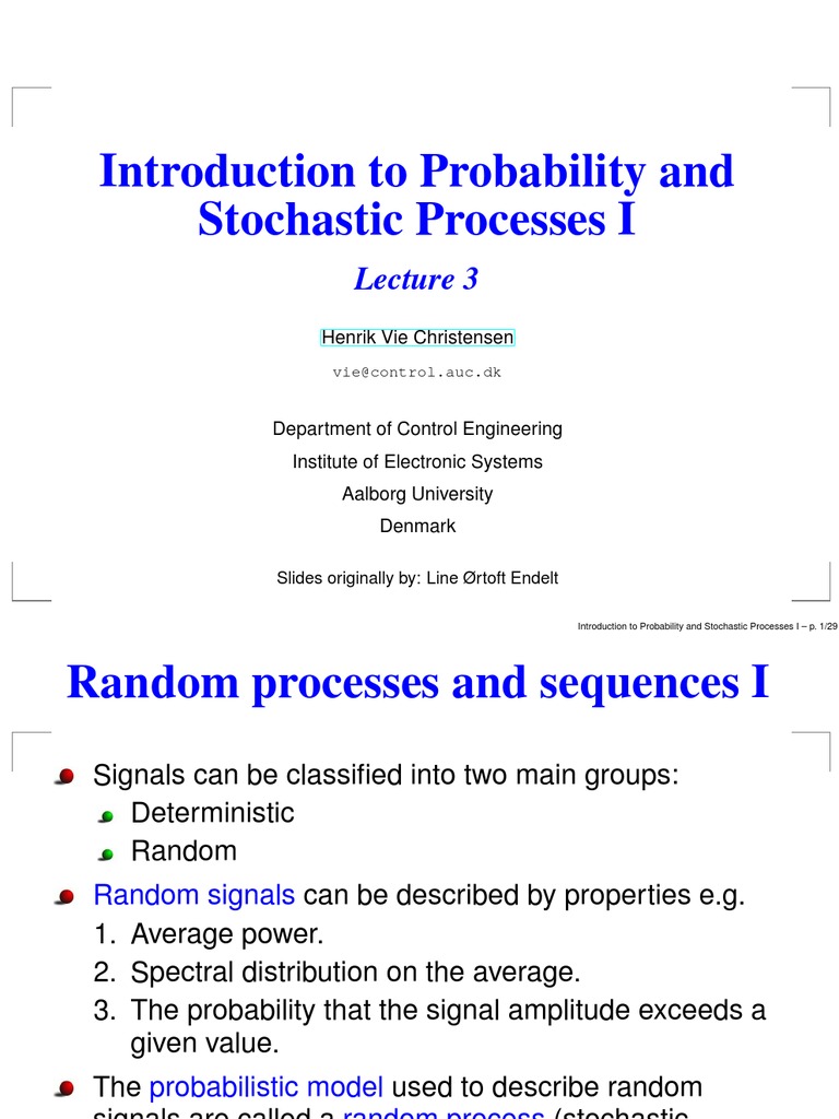 Introduction To Probability and Stochastic Processes I: Henrik Vie Christensen | PDF ...