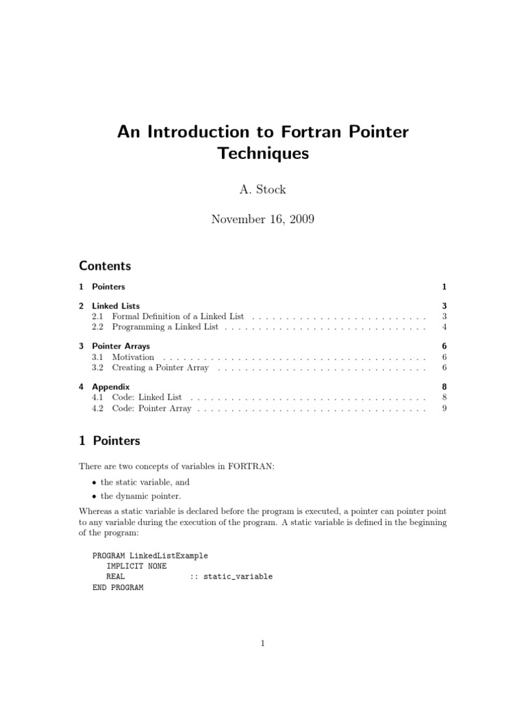 An Introduction to Using Pointers in Fortran: Linked Lists and Pointer ... An Introduction to Using Pointers in Fortran: Linked Lists and Pointer ...