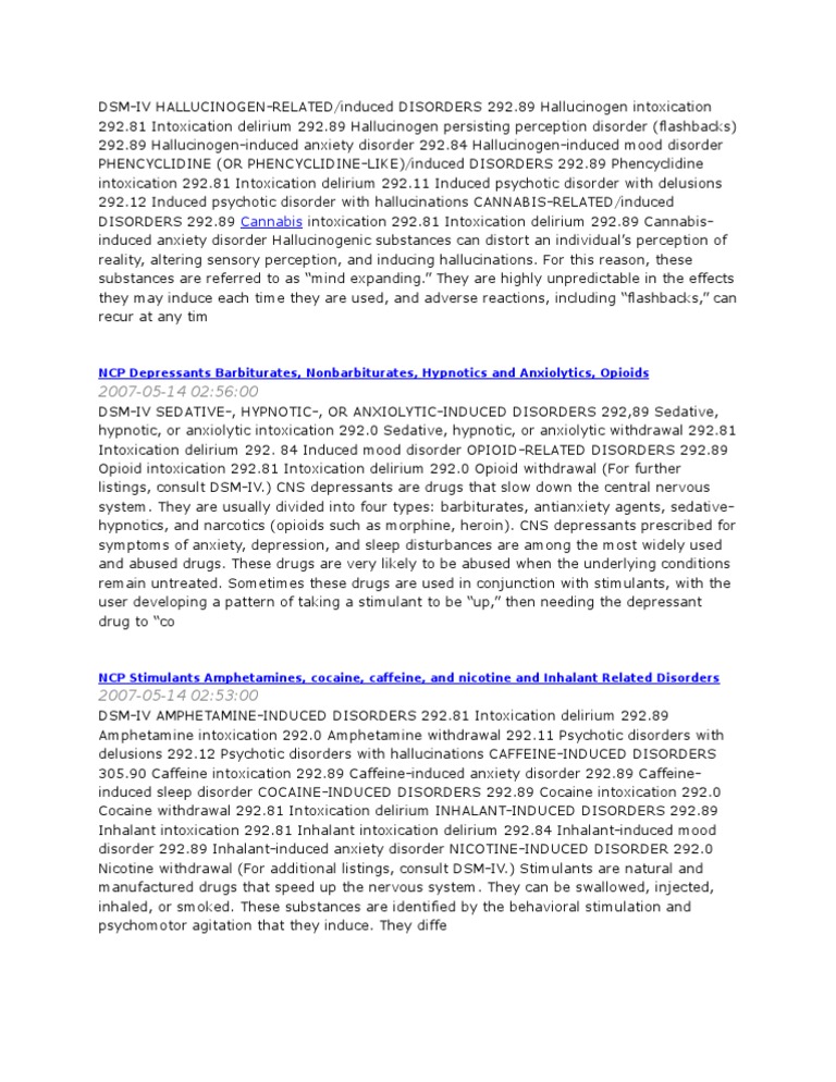 Cannabis: NCP Depressants Barbiturates, Nonbarbiturates, Hypnotics and ...