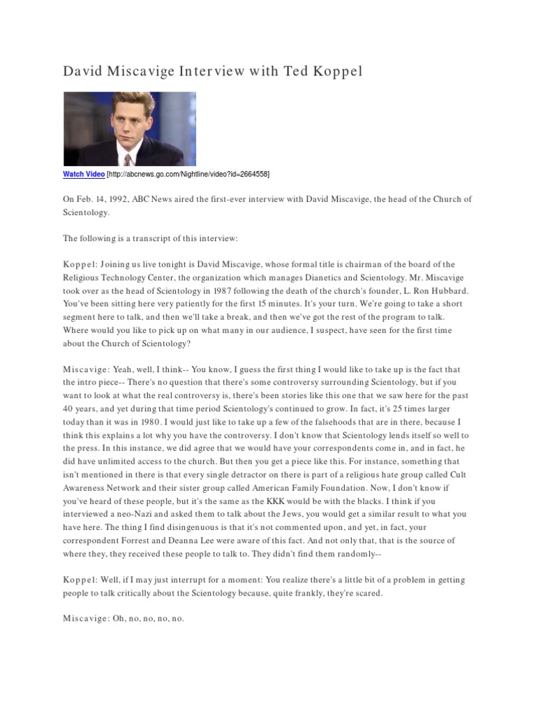 David Miscavige Interview With Ted Koppel | PDF | Religion And Belief ...
