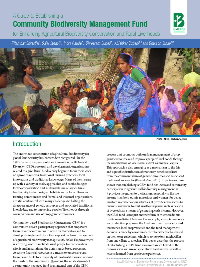 A Guide To Establishing A Community Biodiversity Management Fund For ...