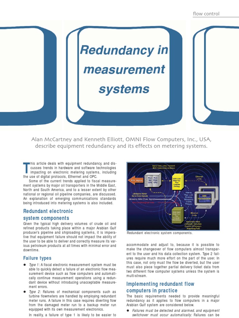 Redundancy In Measurement Systems Pdf Scada Flow Measurement