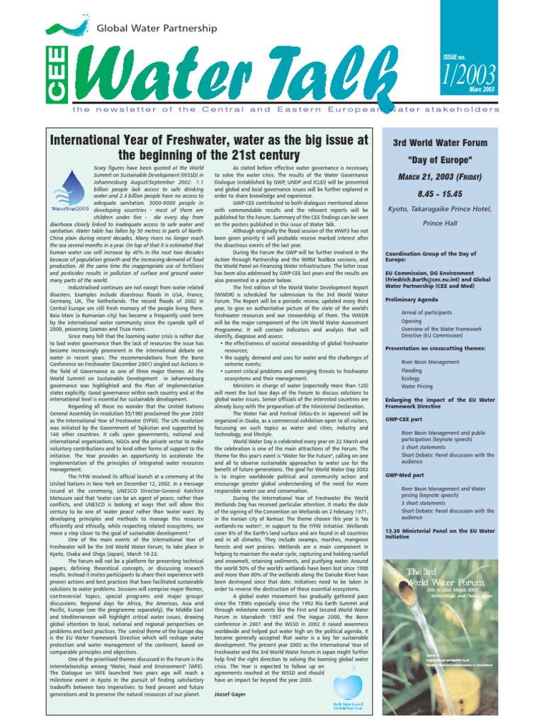 Water Talk 1/2003 | PDF | Emergency Management | Sustainability
