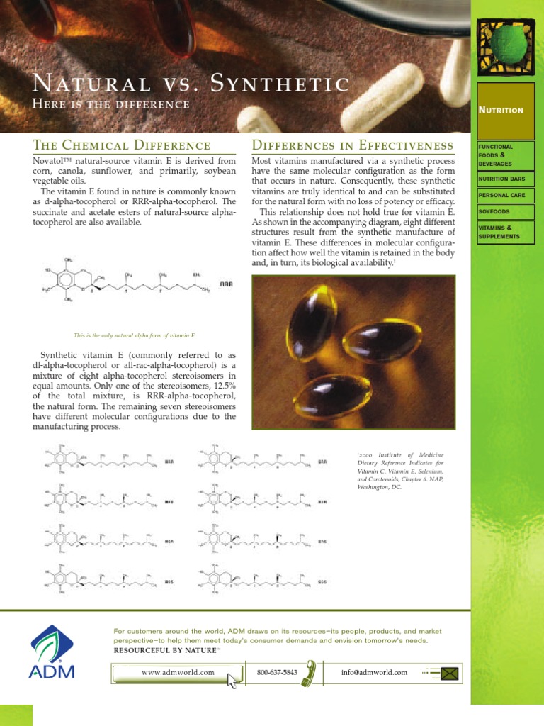 ADM Natural Vs Synthetic Vitamin E | PDF | Dietary Supplements ...