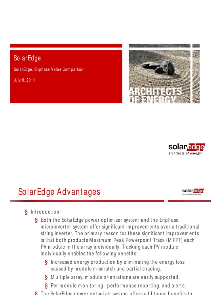SolarEdge Enphase Comparison | PDF | Power Inverter | Solar Panel