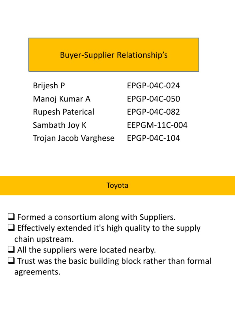 Buyer Supplier Relationships