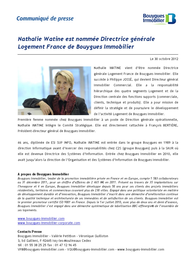 Nathalie Watine Est Nommée Directrice Générale Logement France De