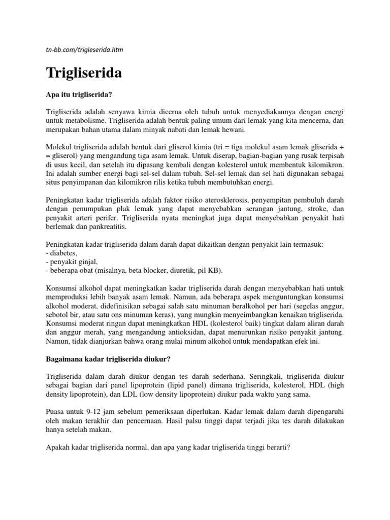 Memahami Trigliserida dan Risikonya | PDF