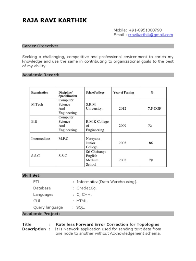 Raja Ravi Karthik Resume: ETL & SQL Skills | PDF