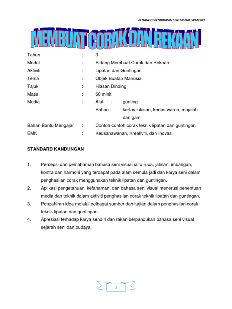 RPH Membuat Corak Dan Rekaan | PDF