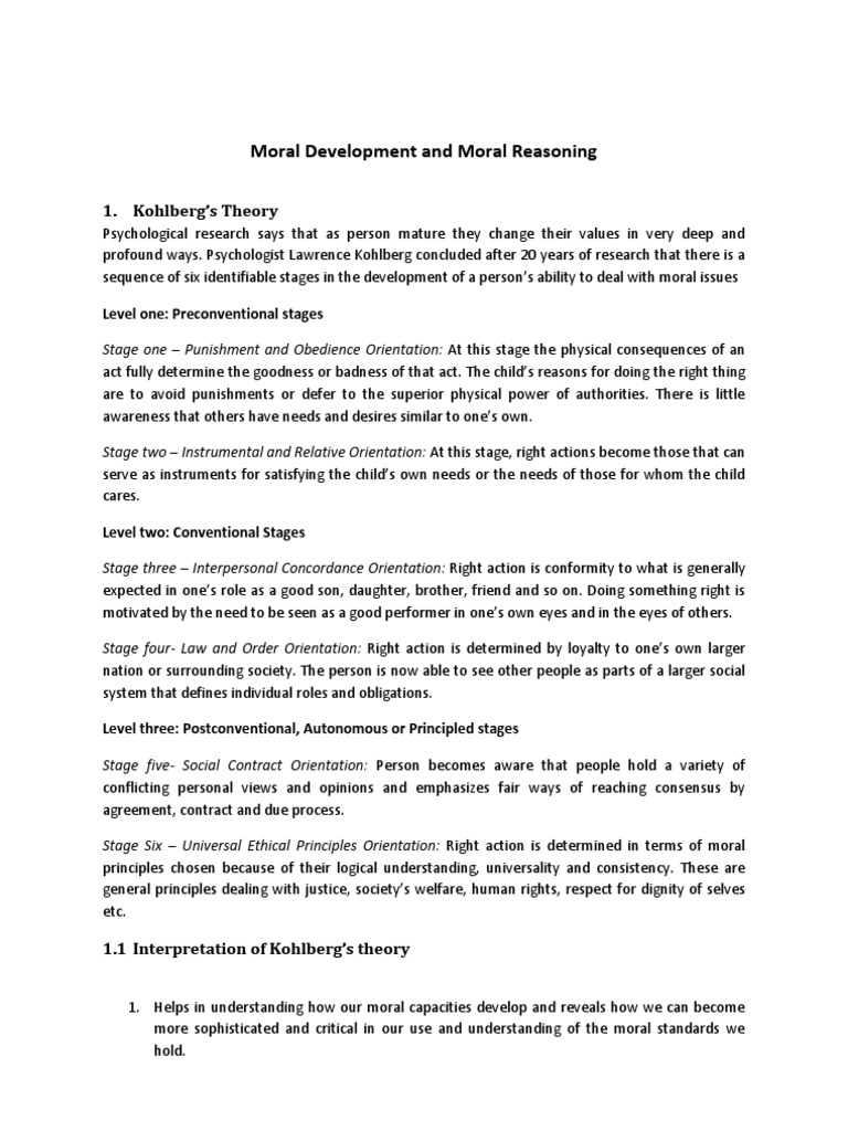 Moral Development and Moral Reasoning | PDF