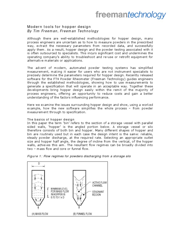 Hopper Design | PDF | Powder (Substance) | Strength Of Materials
