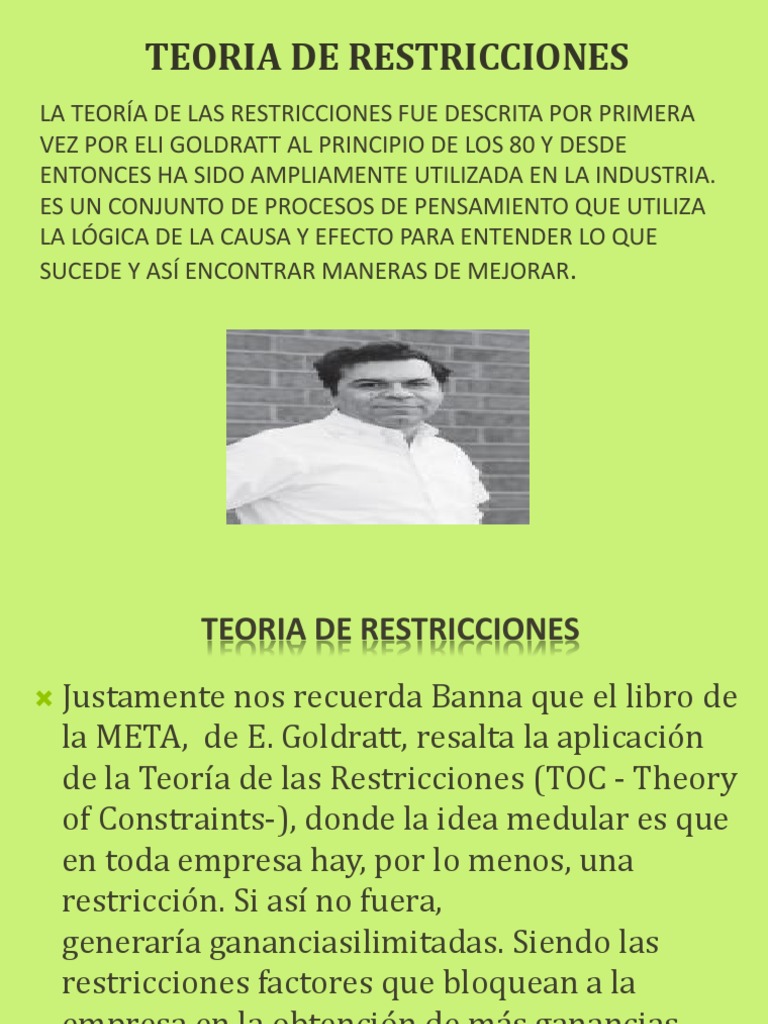 Diapositivas de Las Teorias de Las Restricciones | PDF | Teoría | Toma de decisiones