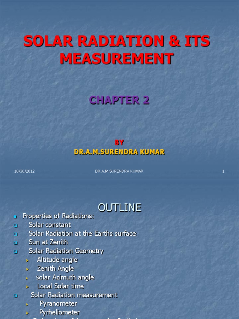 Solar Radiation Measurement Overview | PDF | Electromagnetic Radiation ...