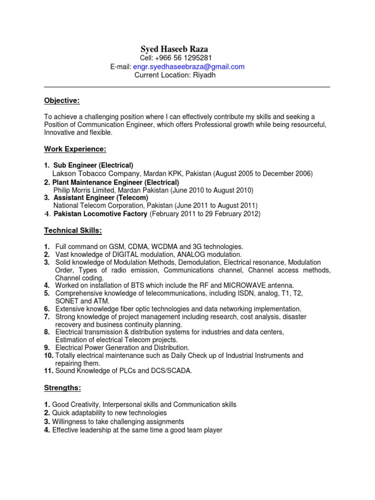 Haseeb Word File CV | PDF | Telecommunication | Pakistan