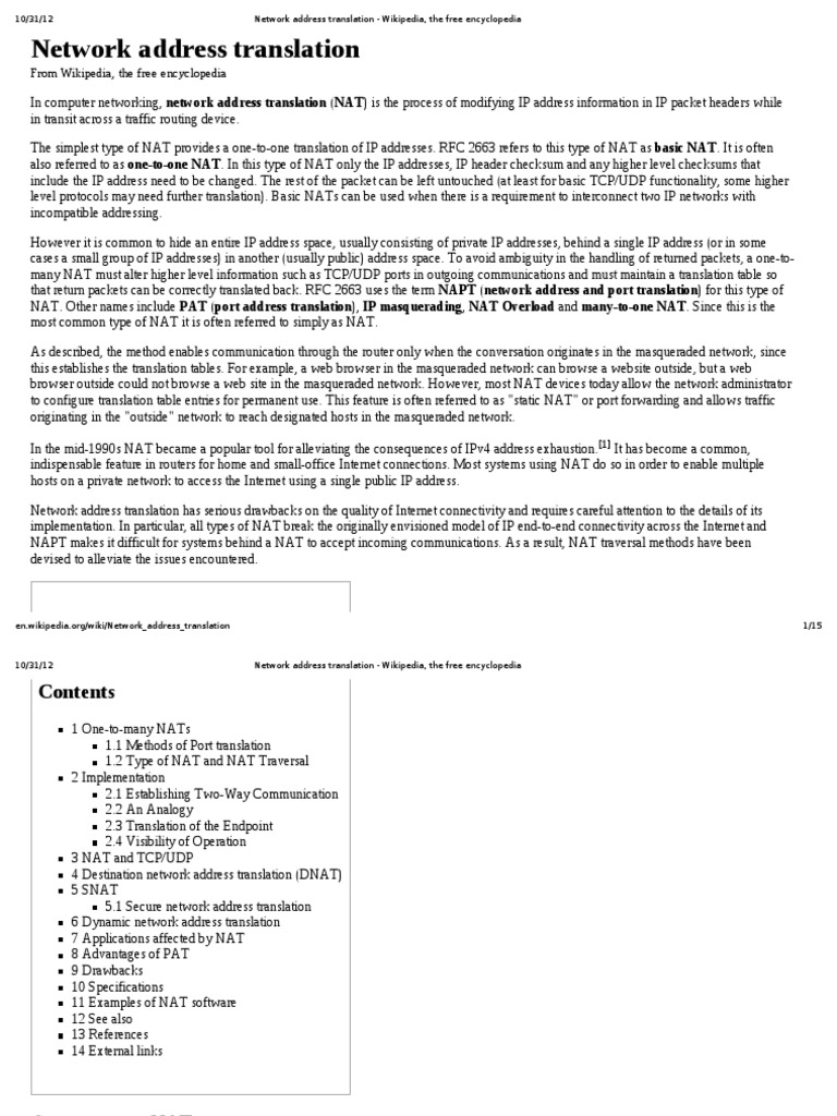 Network Address Translation Wikipedia