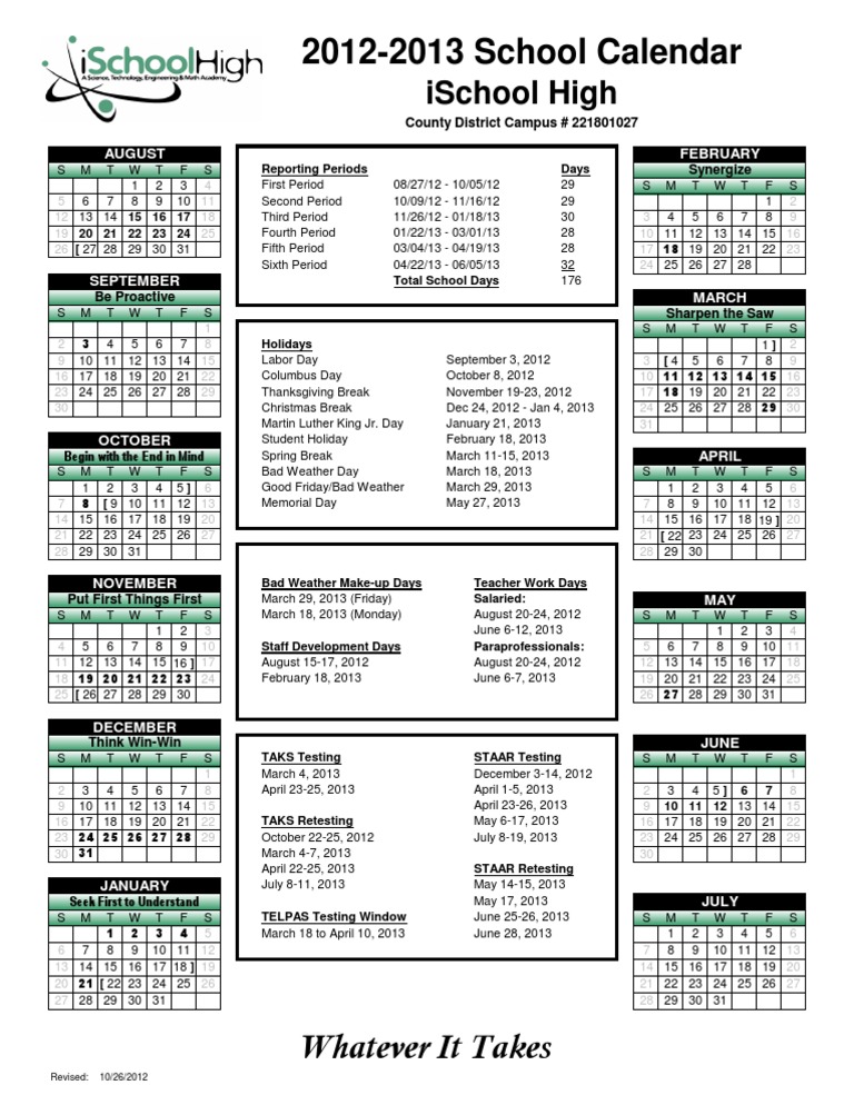 2012-2013 School Year Calendar | PDF