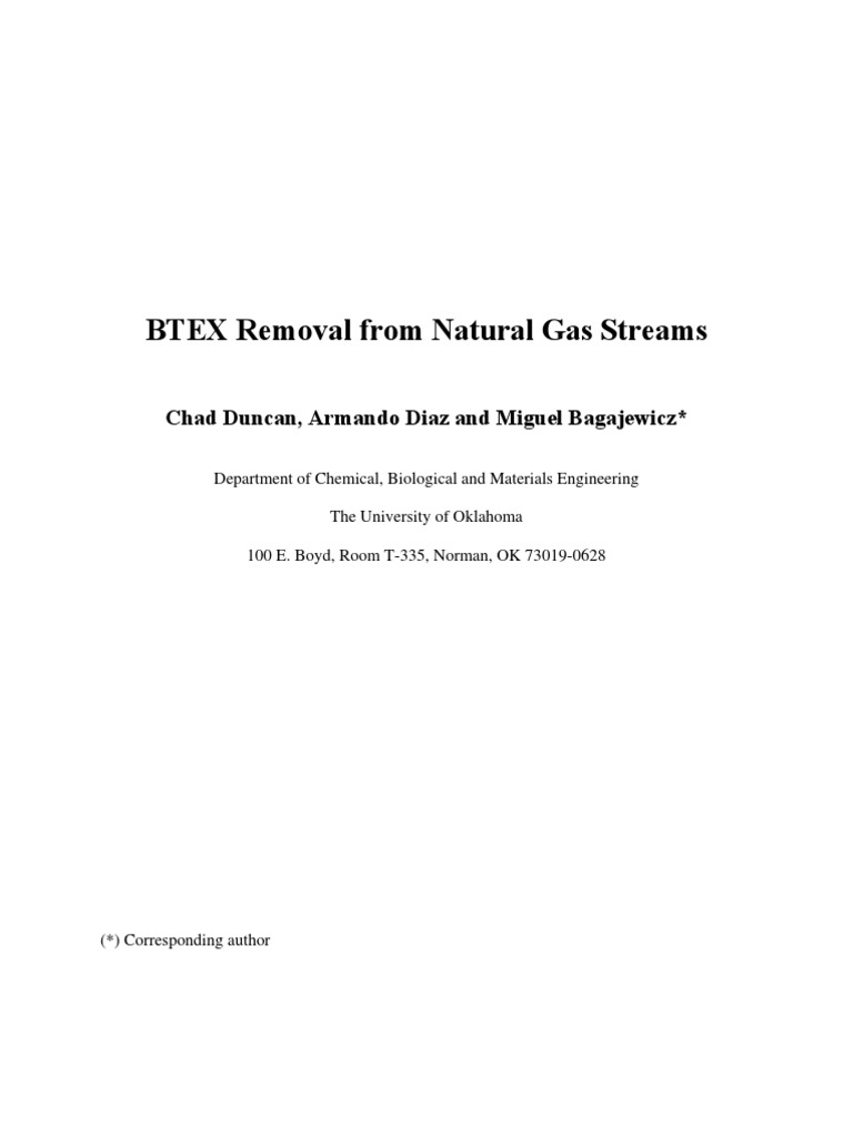 BTEX Removal for Gas Engineers | PDF | Natural Gas | Adsorption
