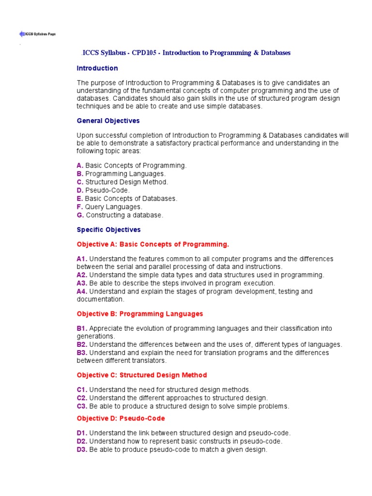ICCS - Introduction To Programming & Databases | PDF | Databases | Computer Programming