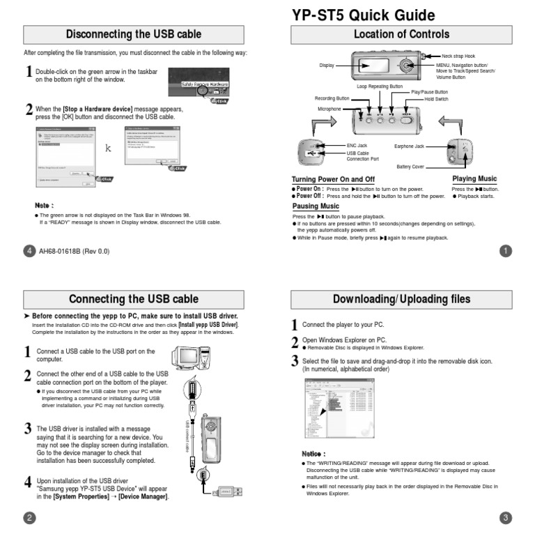 Samsung YP-ST5 - Quick Guide | PDF | Usb | Device Driver