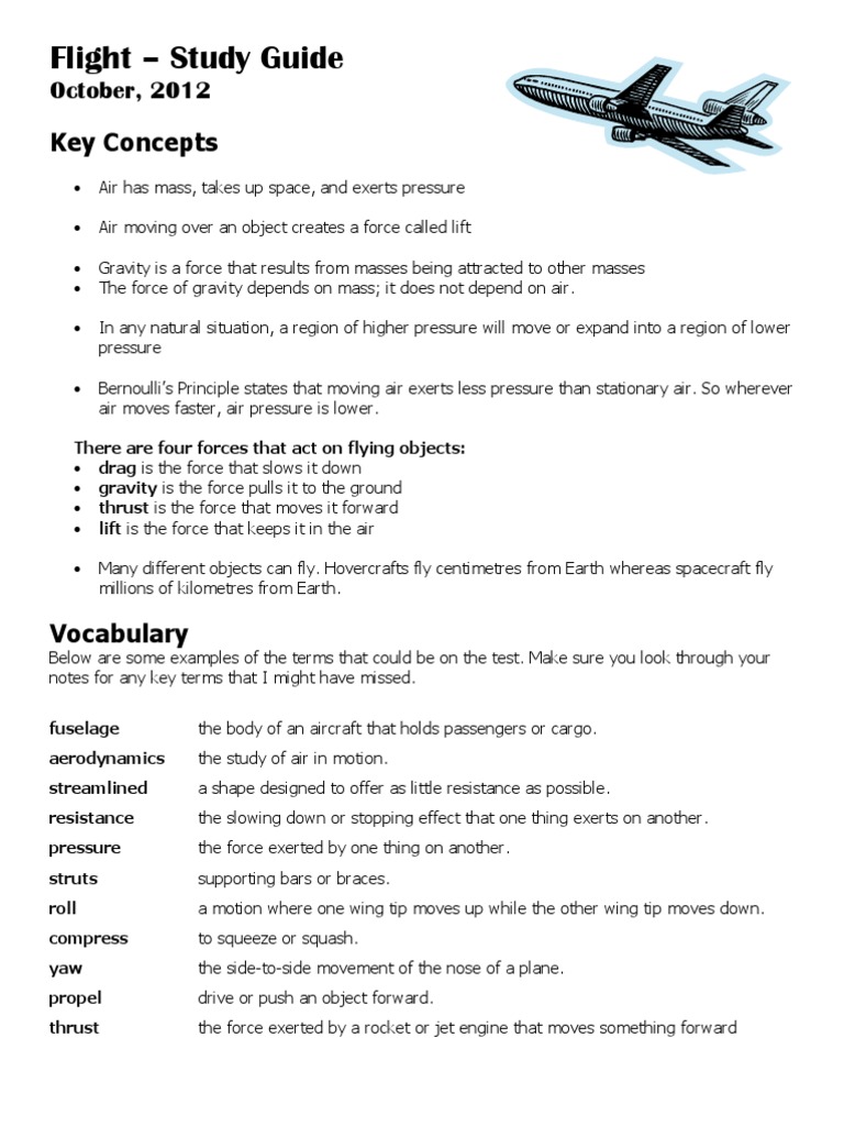 Flight - Study Guide | PDF | Flight | Aircraft