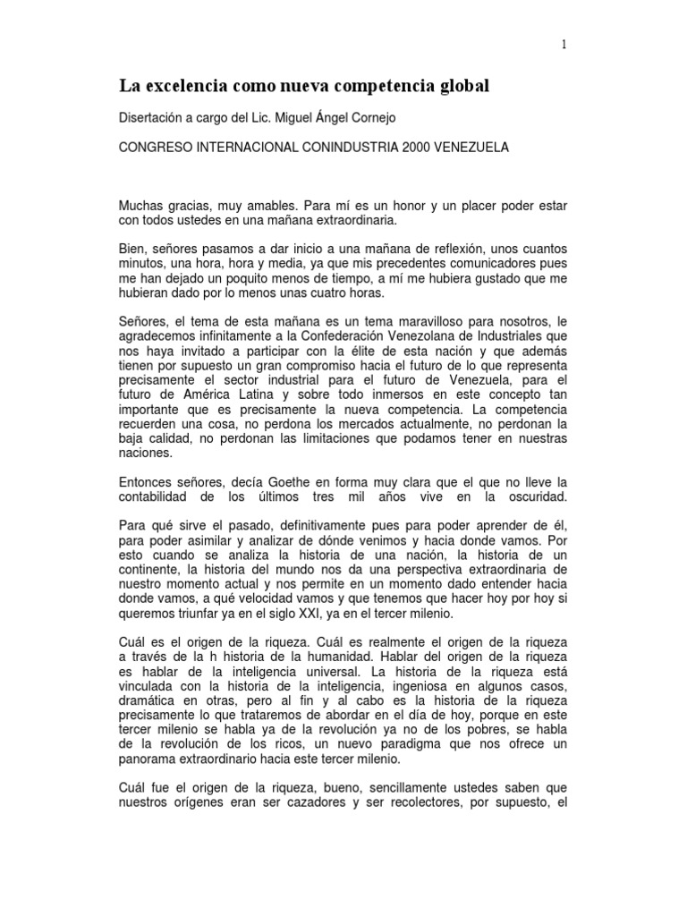 La Excelencia Como Nueva Competencia Global Miguel Ángel Cornejo ... La Excelencia Como Nueva Competencia Global Miguel Ángel Cornejo ...
