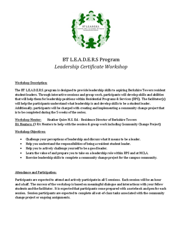 BT Leadership Program | PDF | Facilitator | Leadership