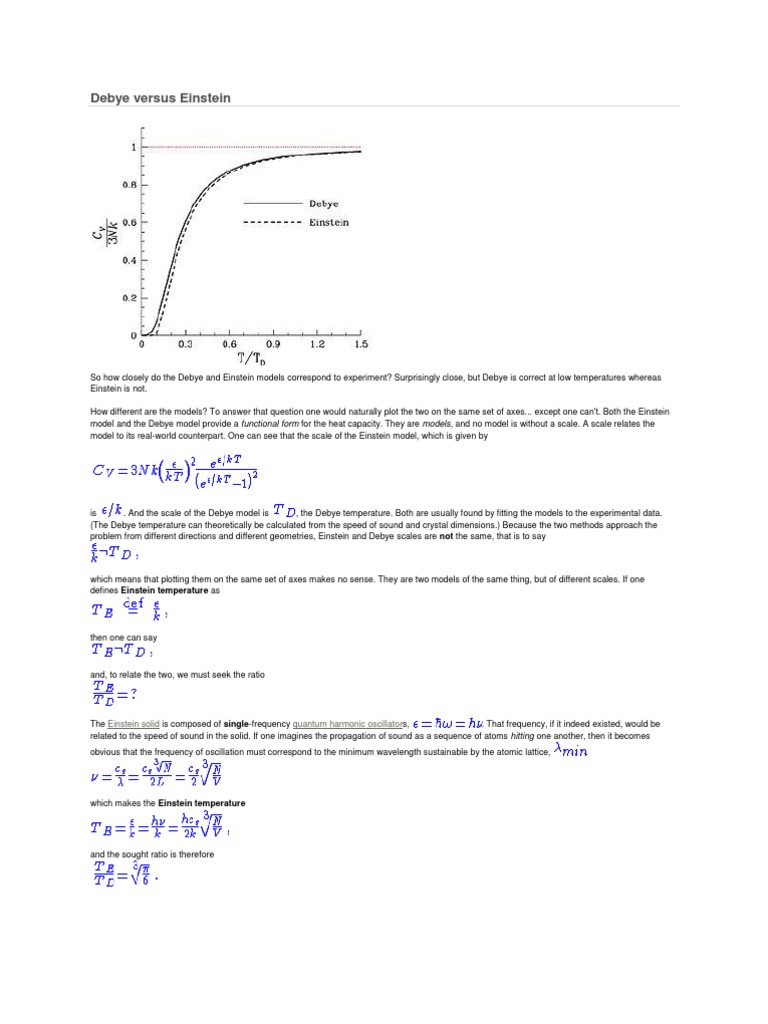Comparing the Debye and Einstein Models: Relating the Scales to Plot ...